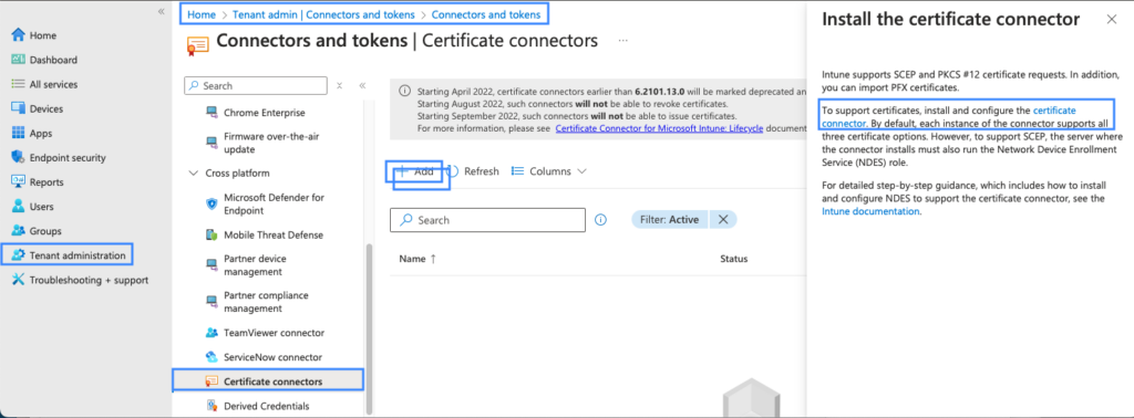 Configuring NDES-Infrastructure to Support SCEP with Intune